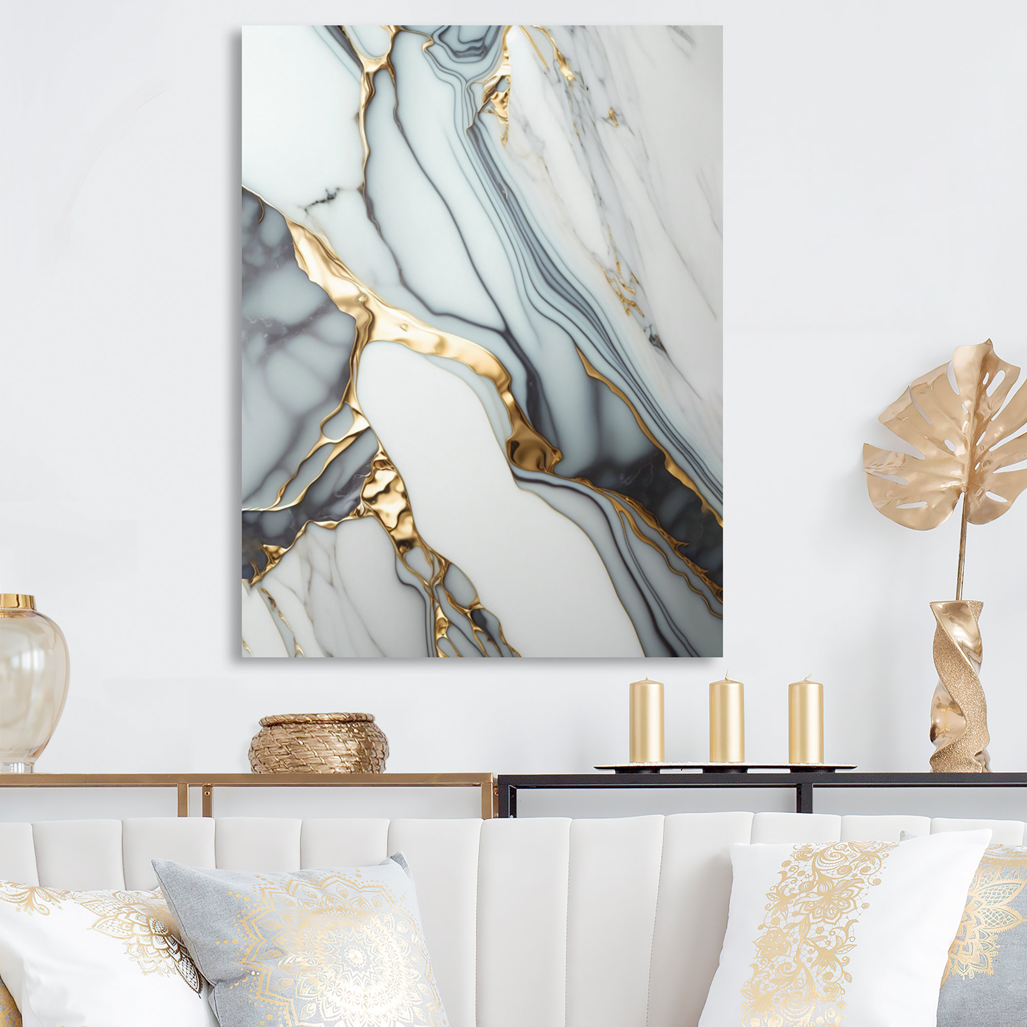 Everly Quinn Abstract Geode Gold And White Marble V - Marble Abstract Canvas Wall Art - Wayfair ...